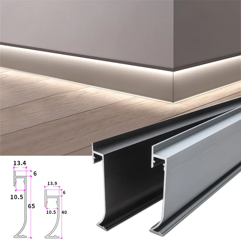 45mm/65mm Recessed Skirting Line Aluminium LED Profile Corner Bar Light ...