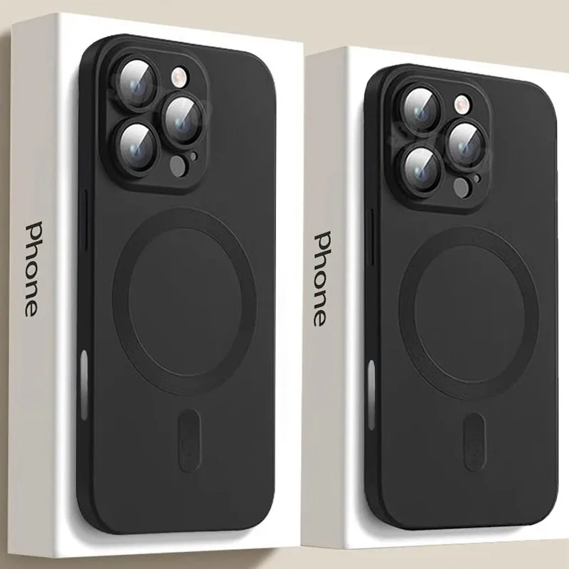 Premium Black Magnetic Case with Soft Silicone Matte Finish and Lens ...