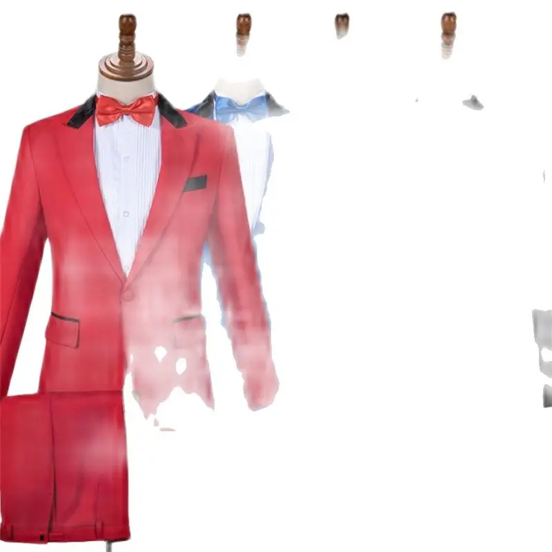 Fashion Red Clothes Men Suits Designs Masculino Homme Terno Stage ...