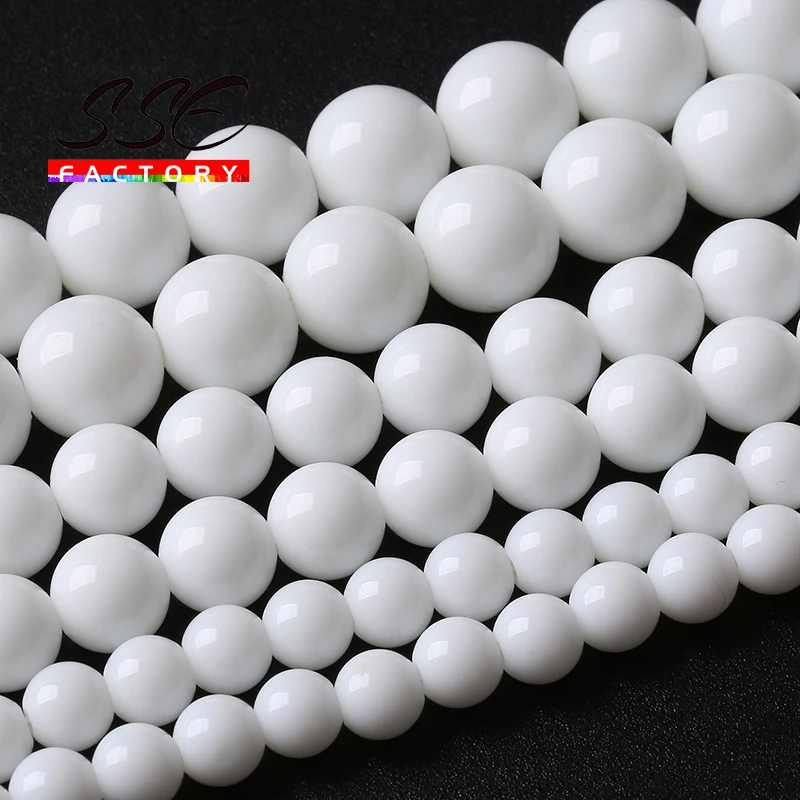 A-Natural-Stone-White-Agates-Beads-Round-Loose-Spacers-Beads-For ...