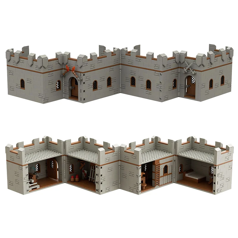 MOC Medieval Castle Burg Building Blocks Set Prison Van Bonfire Ancient ...