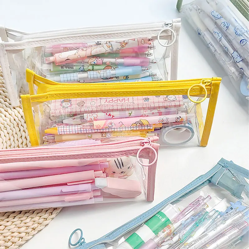 Kawaii Pencil Case Transparent PVC Pen Pouch Organizer For Girls Pencil ...