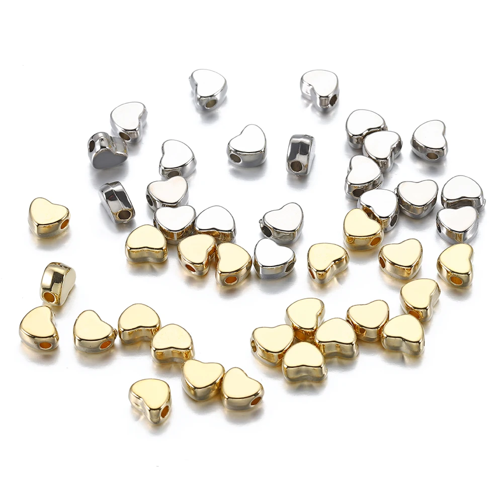 100Pcs/lot about 6mm Love Heart Gold Color Silver Color Loose Spacer ...