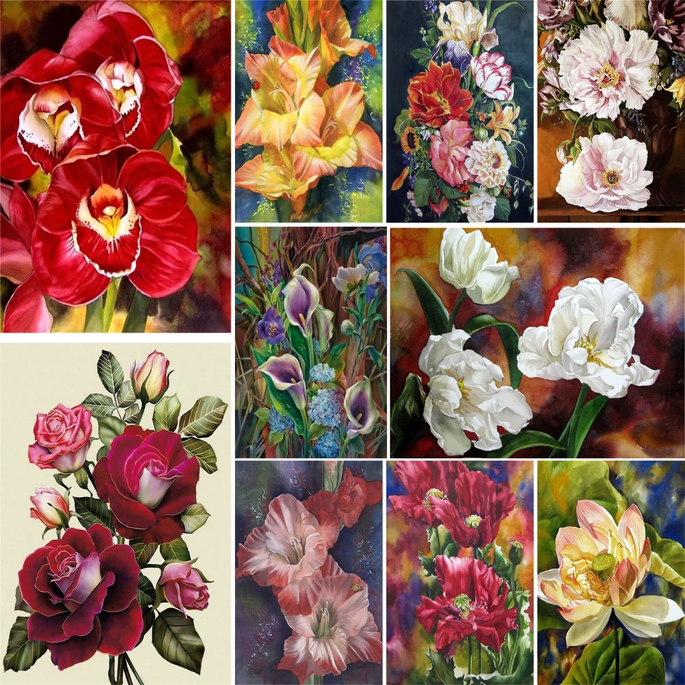 Landscape-Flowers-Printed-Water-Soluble-Canvas-Cross-Stitch-Embroidery ...