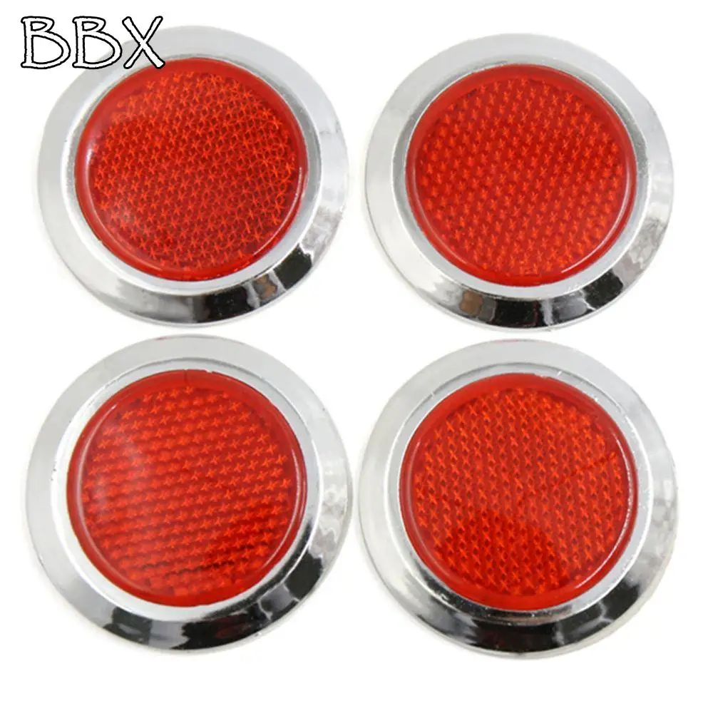 4Pcs-Car-Round-Chrome-Red-Reflective-Stickers-Self-Adhesive-Reflectors ...