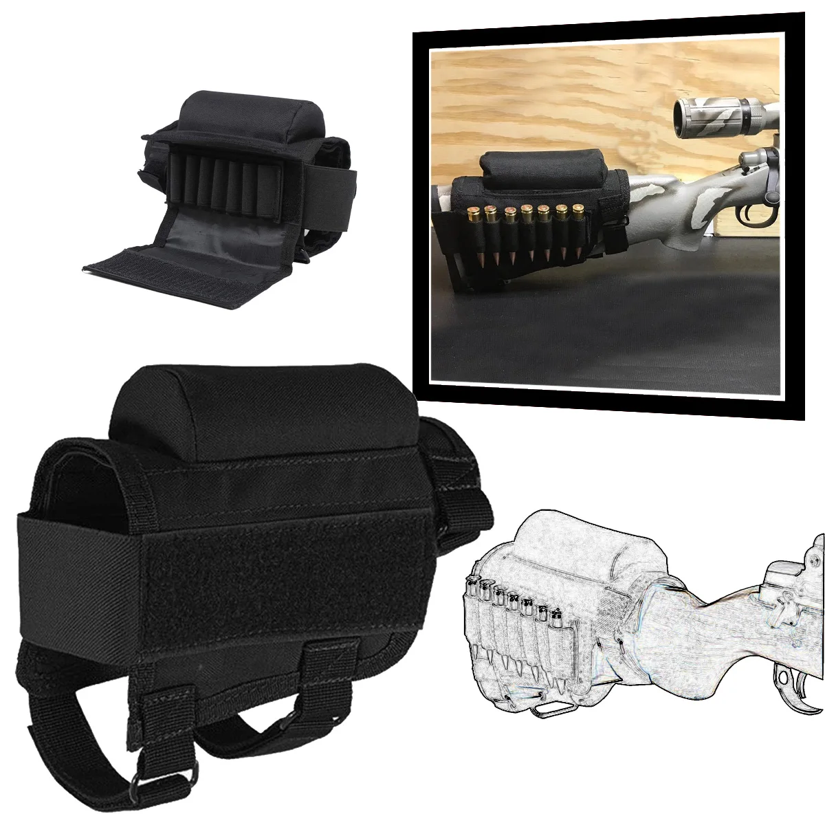 Tactical-Rifle-Buttstock-Cheek-Riser-Airsoft-Hunting-Shooting-Cheek ...