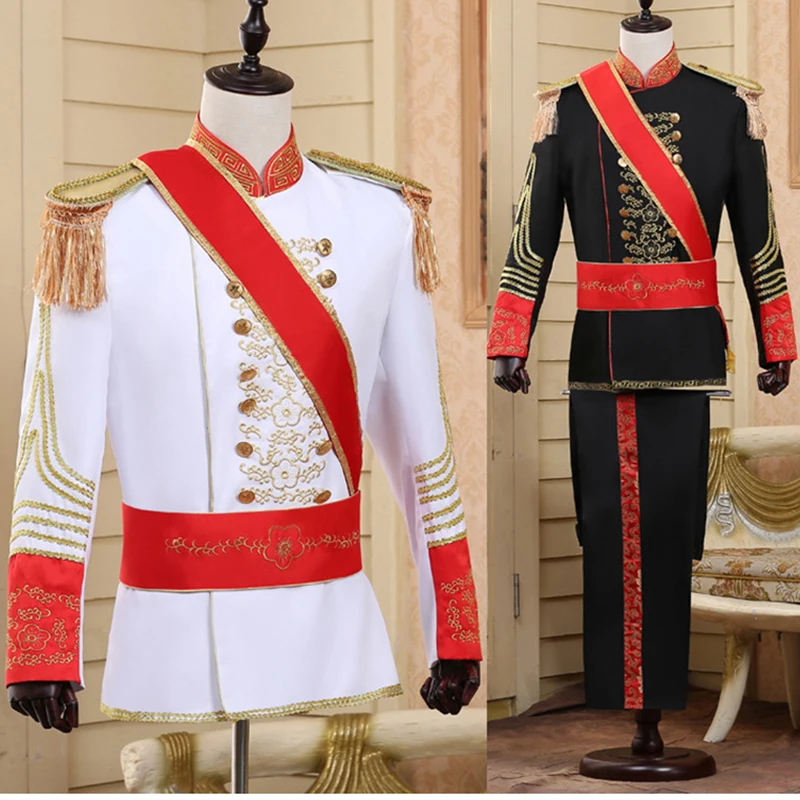 Mens European Court Suits Military Uniform Palace Prince Suit Marshal ...
