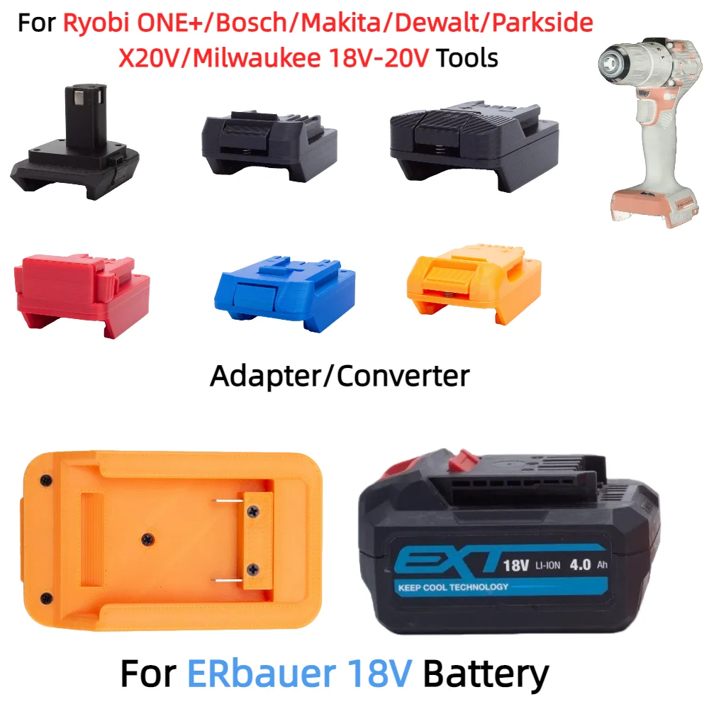 Adapter/Converter for ERbauer 18V Li-ion Battery To Ryobi ONE+/Bosch ...