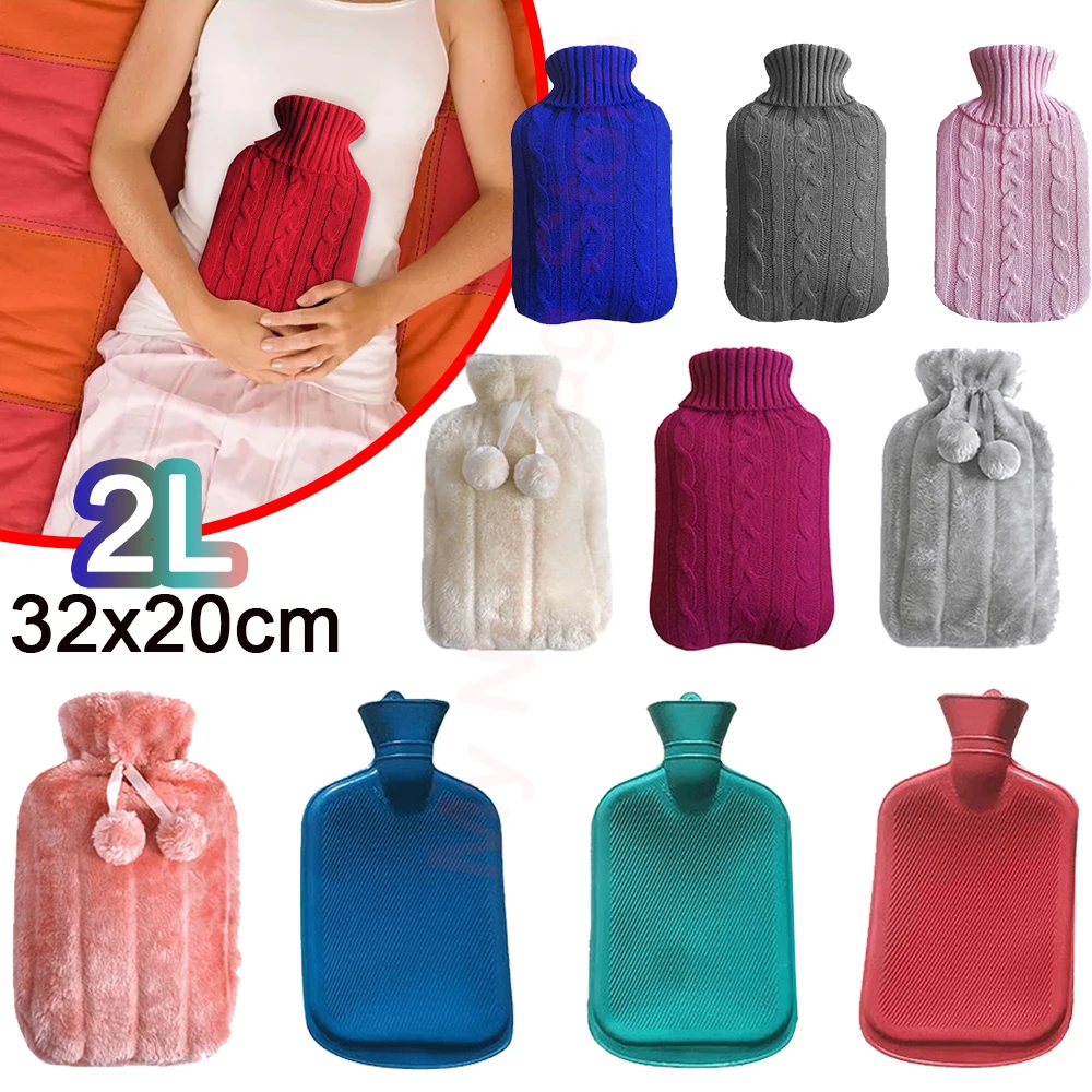 2000ml Large Hot Water Bag Winter Plush Cute Hand Warmer Reusable Soft ...