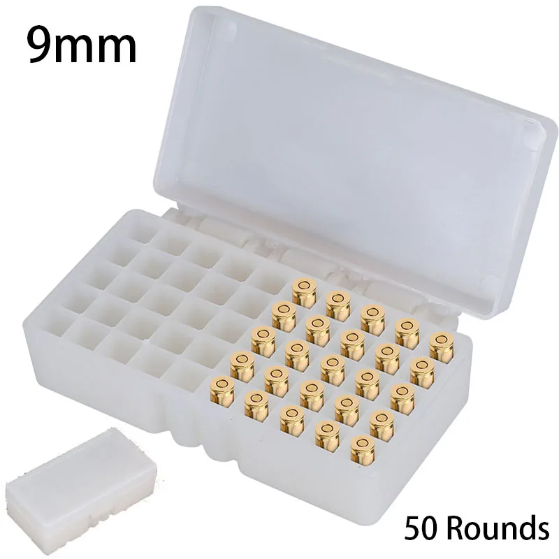 Tactical-9mm-Ammo-Box-50-Rounds-Bullets-Case-Pistol-Cartridge-Storage ...