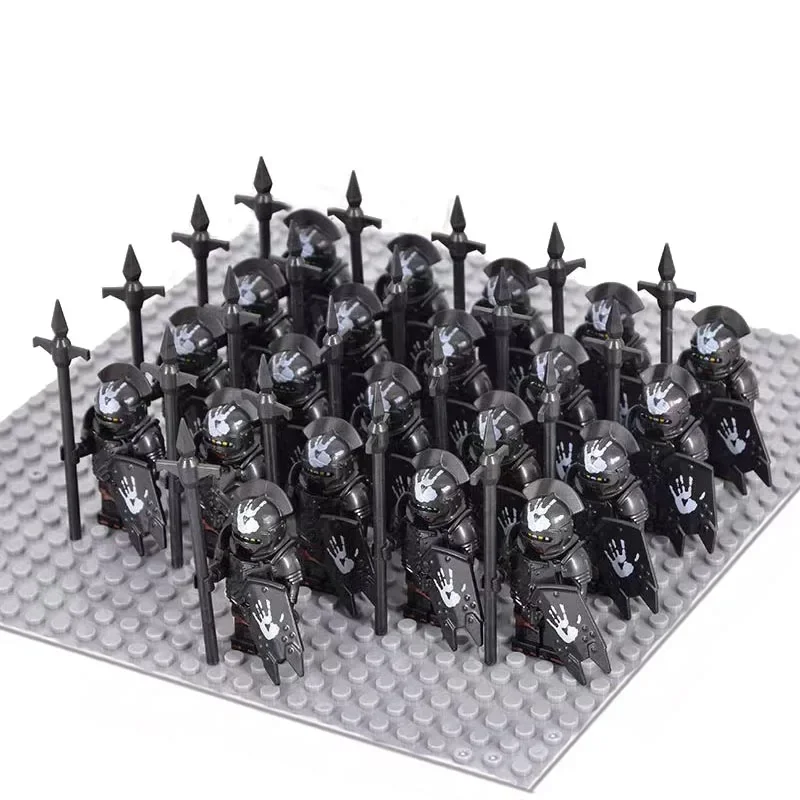 21pcs Medieval Dwarf Warrior Elves Knights lotr and Uruk-hai Orc Rohan ...