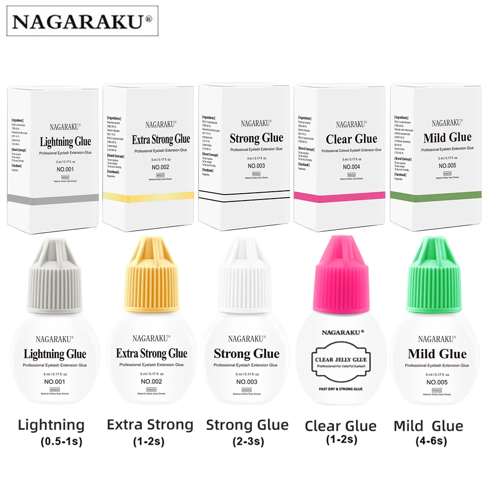 NAGARAKU Eyelashes Makeup 5 Different Glue for Lashes Eyelash Glue Low ...
