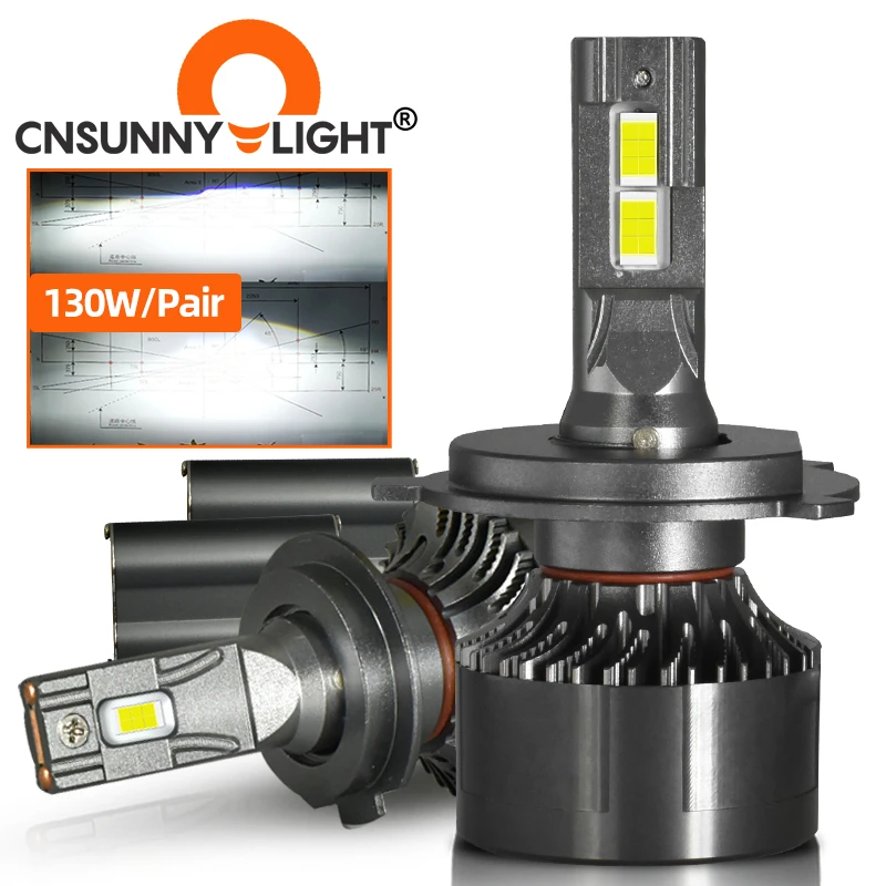 Rx8 High Power 130w 35000lm H7 H11 H4 Canbus Car Led Headlight 9005 9006 Lamp H1 Turbo 4300k ...