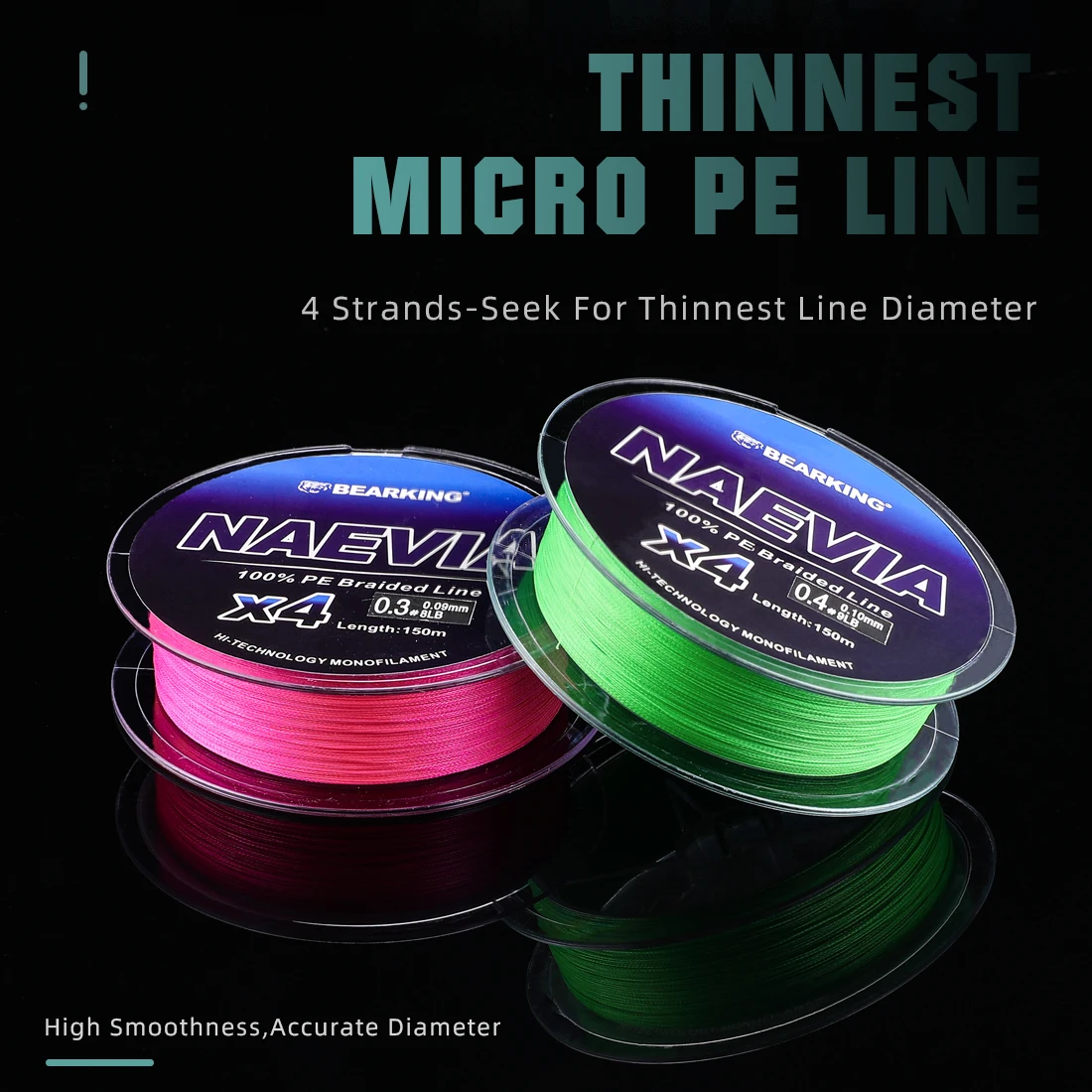 BEARKING Brand 4 Strands 150m PE Braided Fishing Line 10-93LB ...