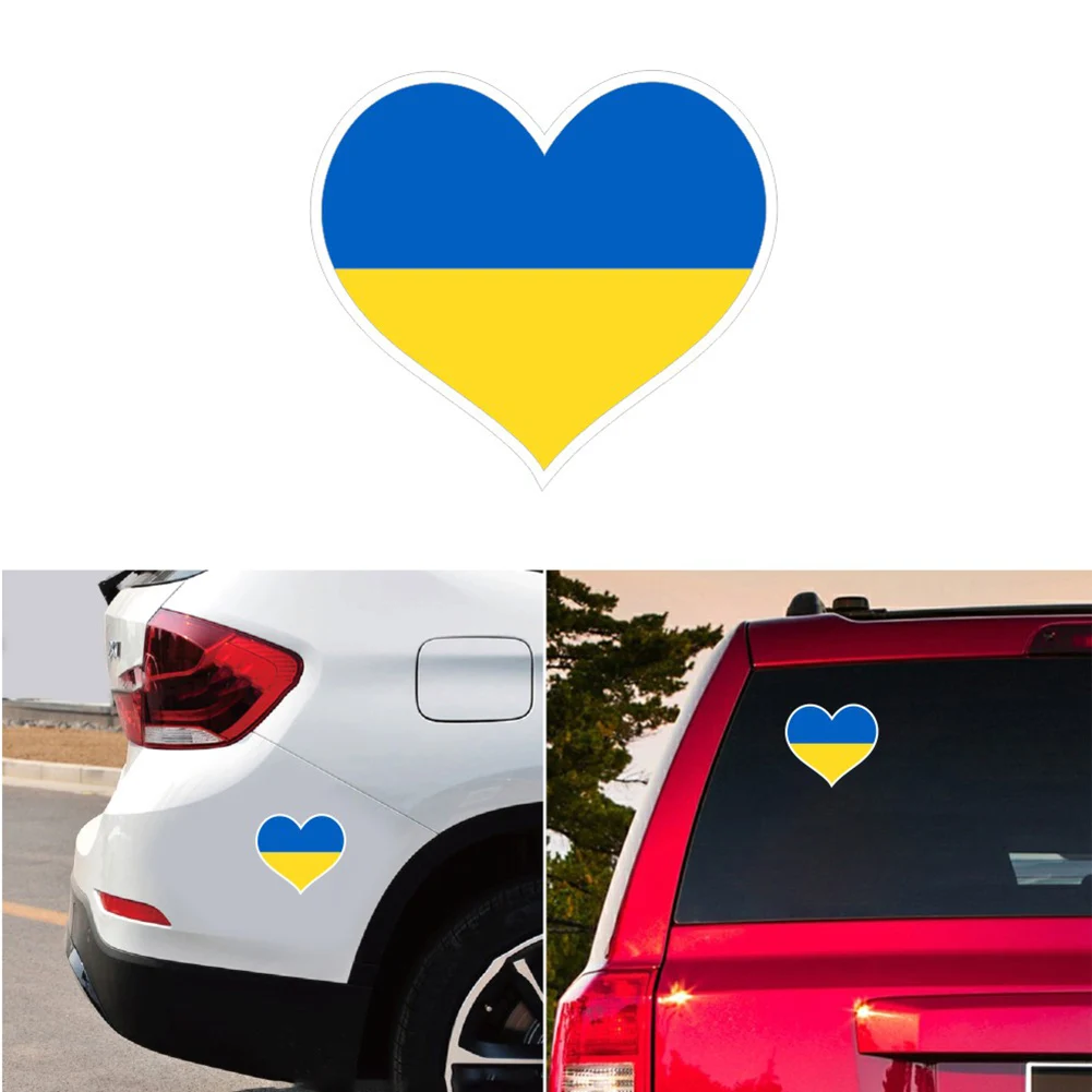 1/5/10pcs Heart Shape Ukrainian Flag Car Sticker Funny Ukraine Auto ...