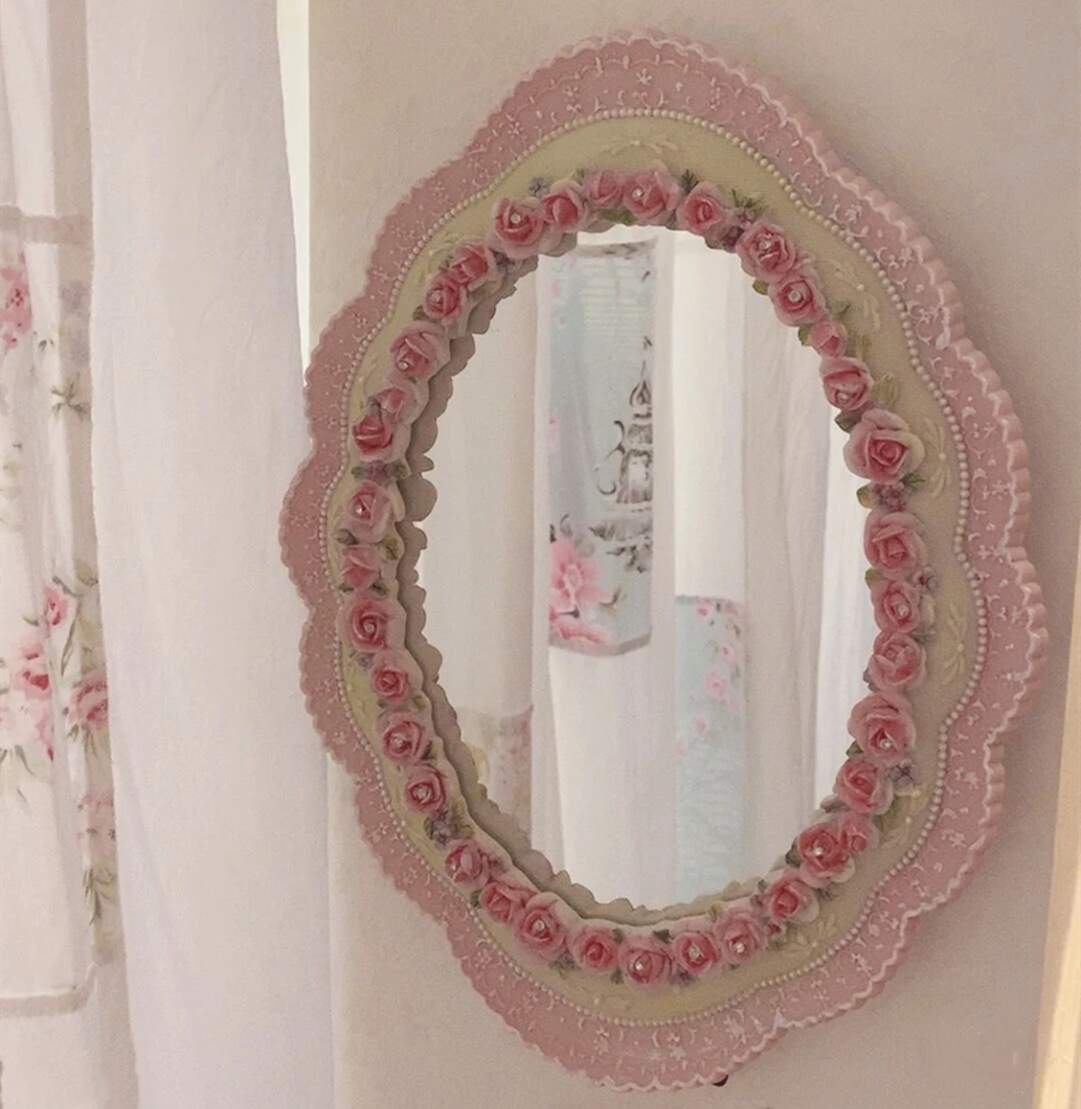 Stand Desktop Mirror Large Home Decoration Elegant Environmentally Pink ...