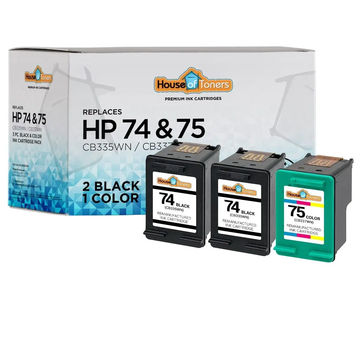 3pk-74-75-Black-Color-for-HP-Deskjet-D4260-D4263-D4268-D4280-D4360 ...