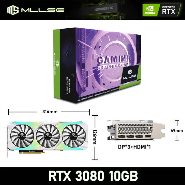 MLLSE RTX 3080 10GB NVIDIA Game NVIDIA GPU 8Pin+8Pin GDDR6X 320bit HDMI ...