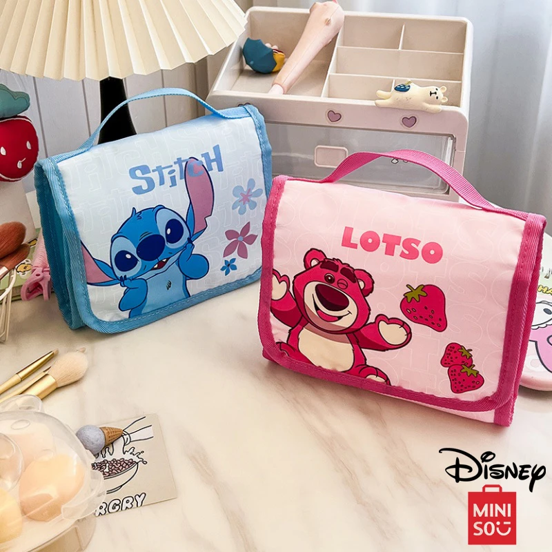 MINISO-Disney-Lotso-Makeup-Bag-Kawaii-Stitch-Folding-Cosmetic-Bag-Cute ...