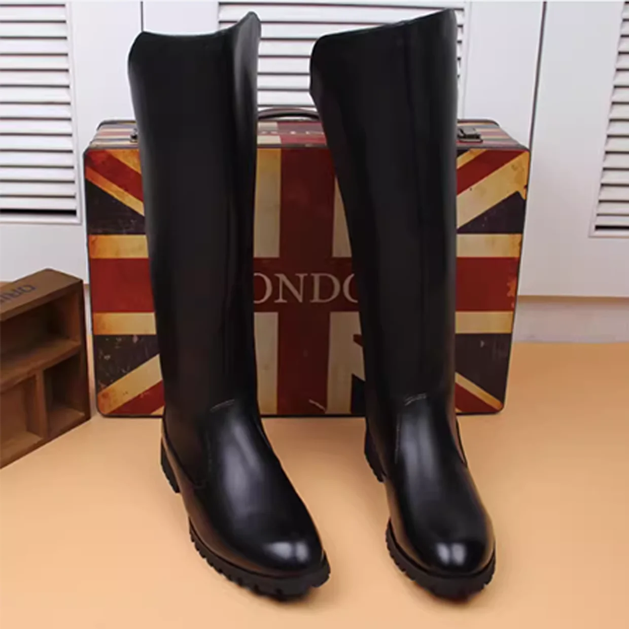 WW2 Germany Soldier Shoes Knee High Black Long Boots Men Quality ...