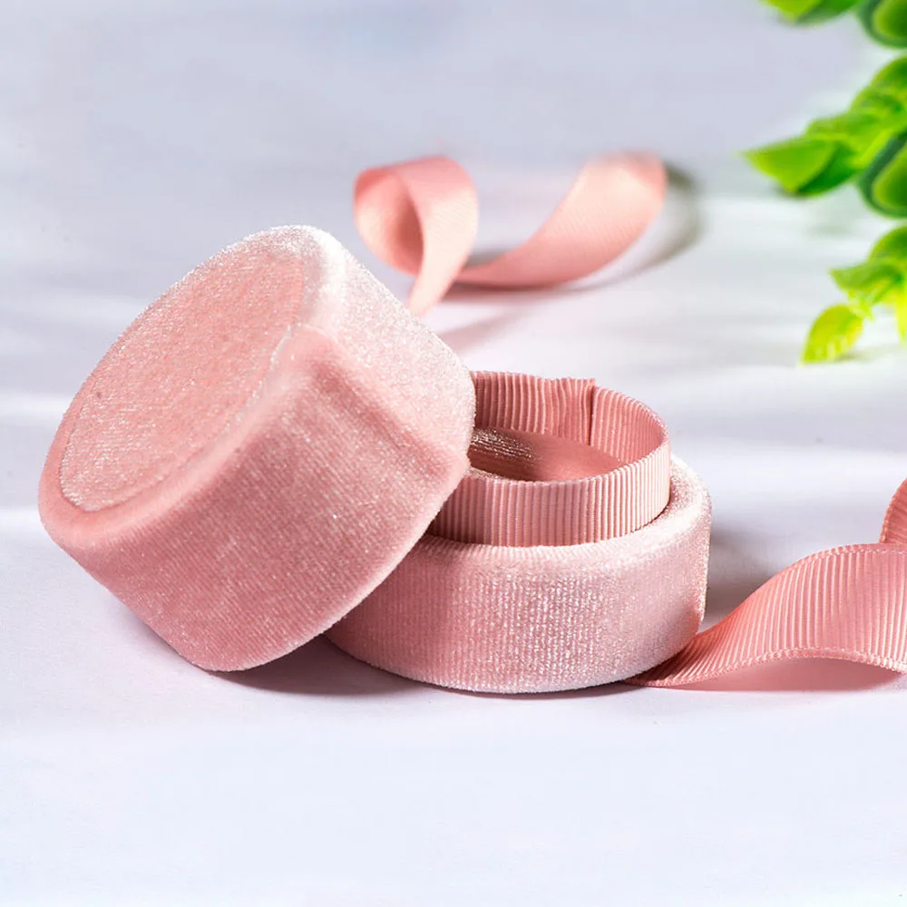 Pink-Ribbon-Bow-Velvet-Jewelry-Box-Round-Wedding-Ring-Box-Necklace ...