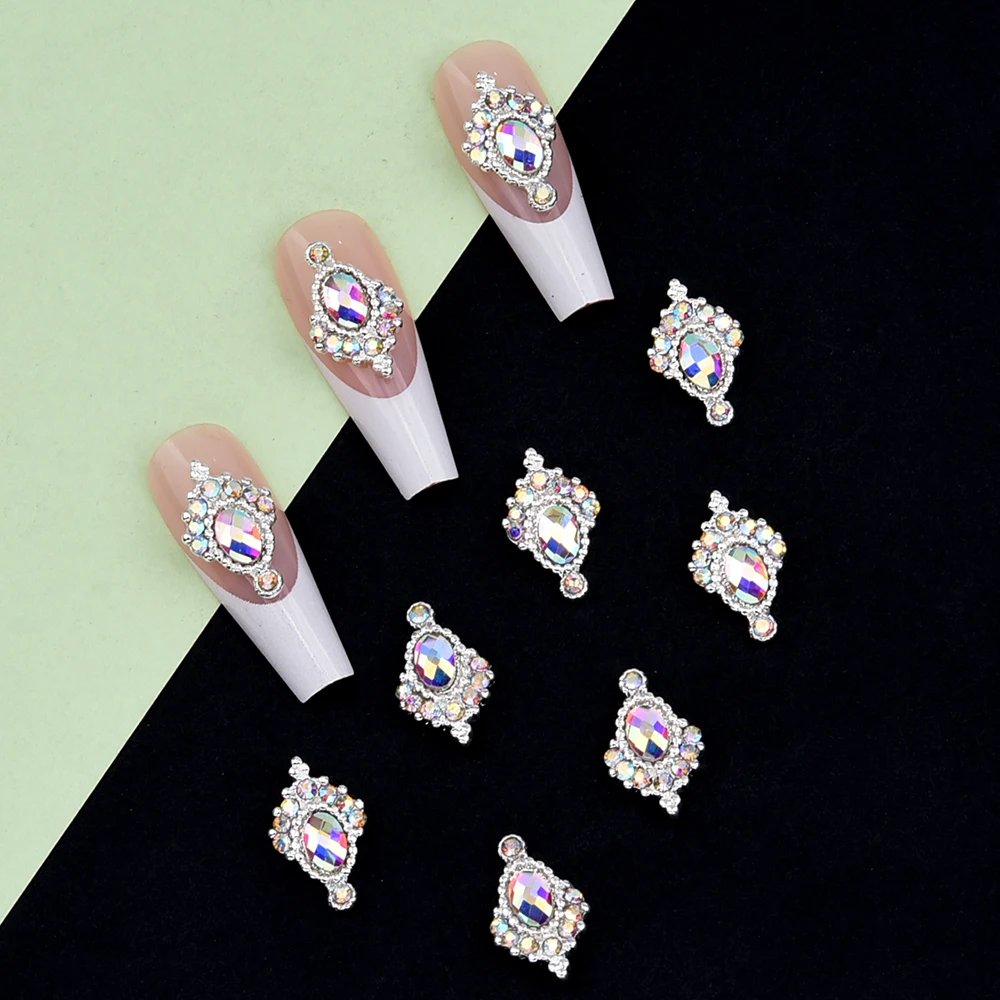 10pcs-Silver-Nail-Charms-Rhinestone-3d-Alloy-Crystal-Ab-Jewels-for ...