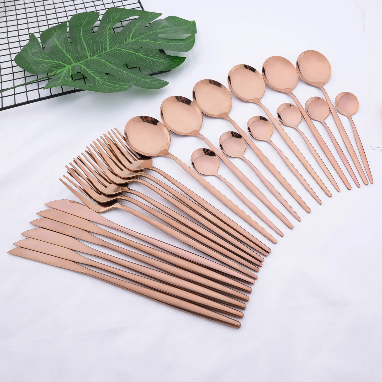 Rose-Gold-24Pcs-Dinnerware-Stainless-Steel-Cutlery-Set-Knife-Fork-Spoon-Western-Tableware-Set ...