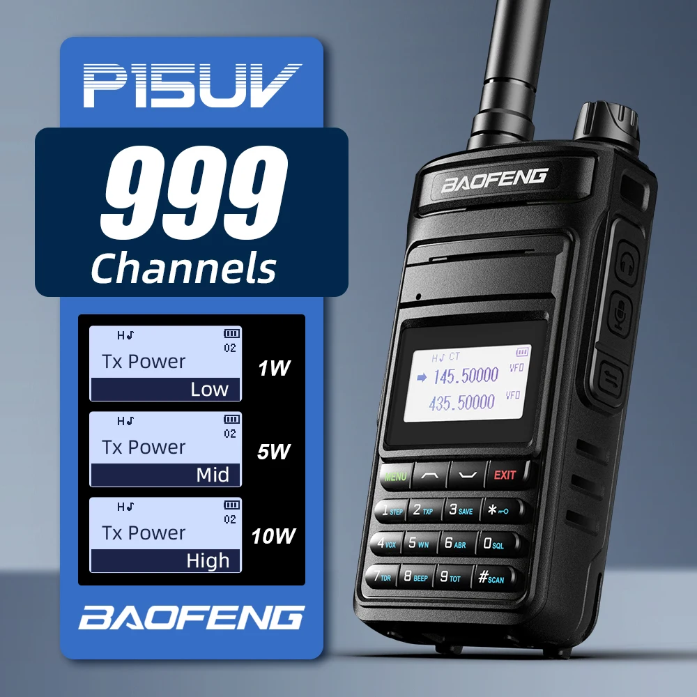 BaoFeng P15UV Walkie Talkie 8W Dual Frequency Two Way Radio VHF UHF 136 ...