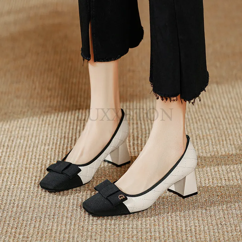 5CM-Women-Shoes-New-Retro-Square-Toe-Chunky-Heels-Designer-Women-Pumps ...
