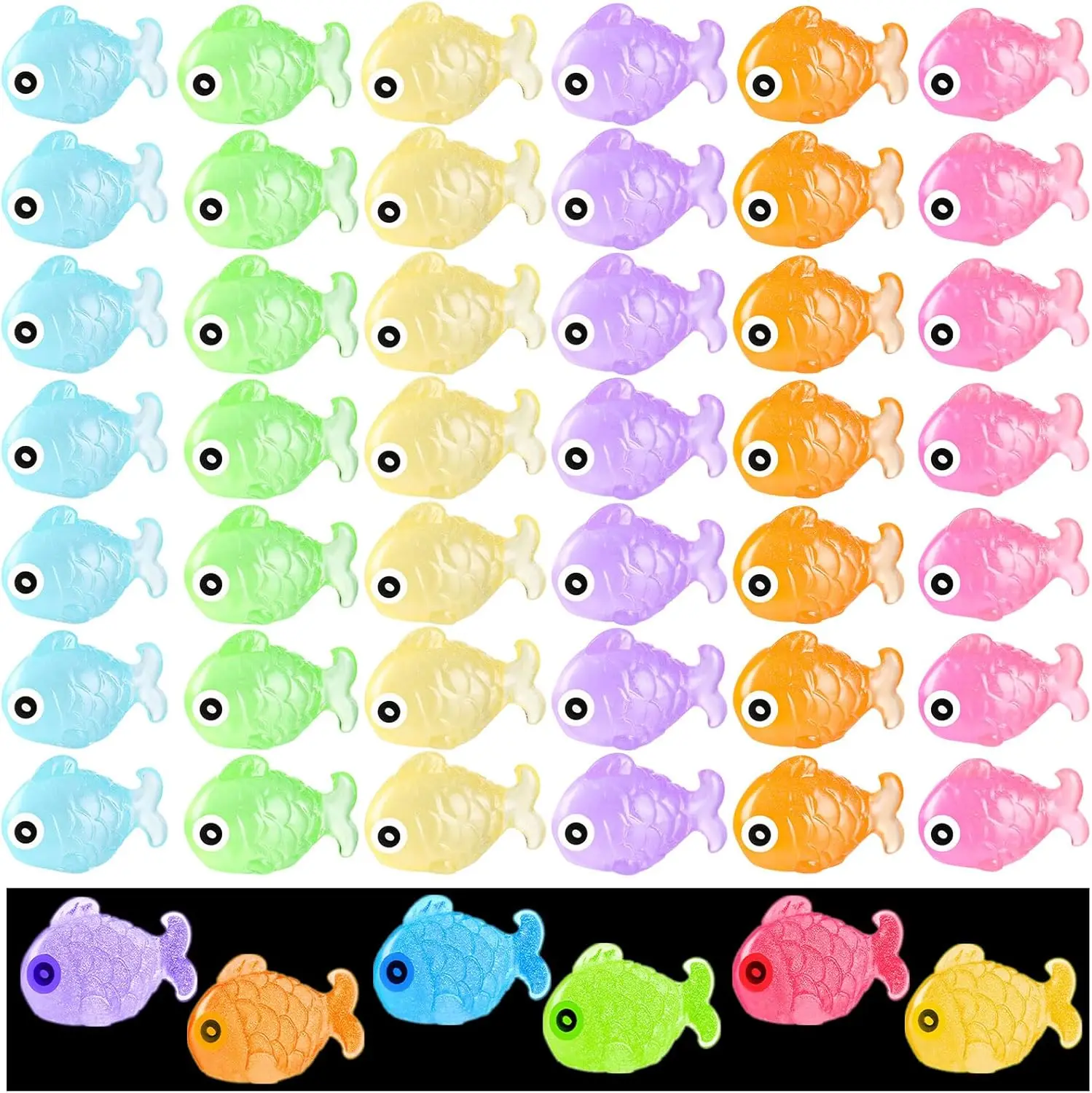50Pc Luminous Mini Resin Fish Miniature Fish Figurines Tiny Fish ...