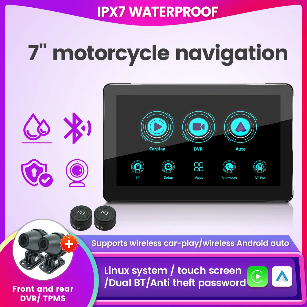 7-Inch-Motorcycle-Wireless-for-CarPlay-Android-Auto-IPX7-Waterproof-Moto-Screen-Dual-BT-Camera ...