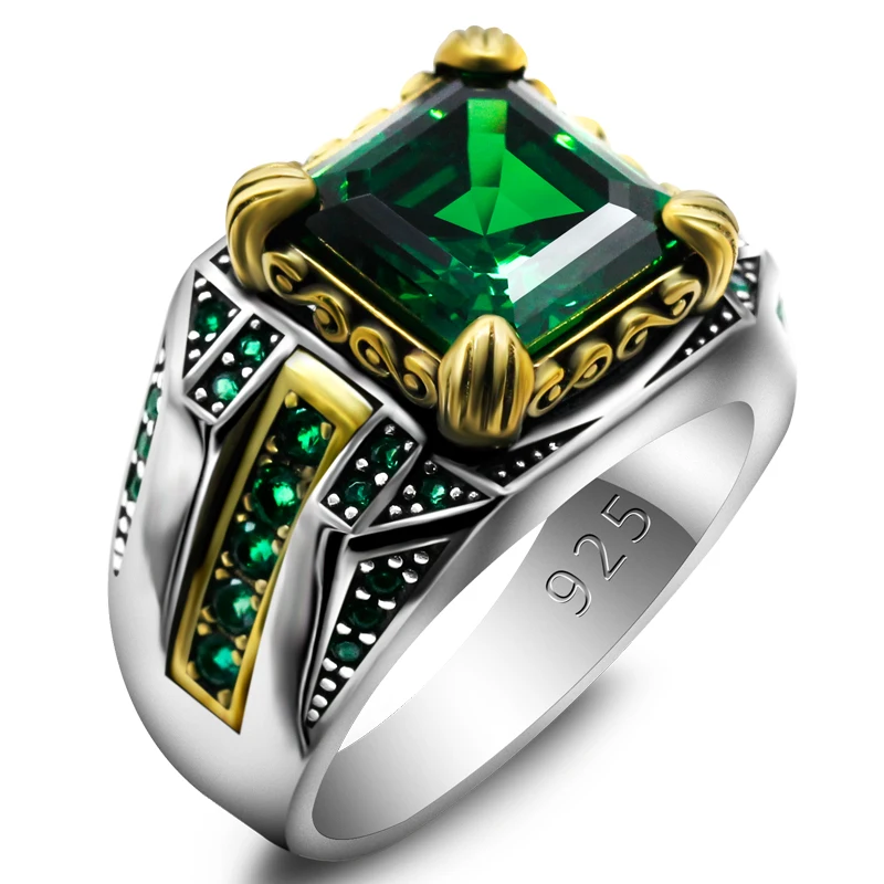 Anelli-da-uomo-anello-da-uomo-quadrato-turco-in-argento-Sterling-925 ...