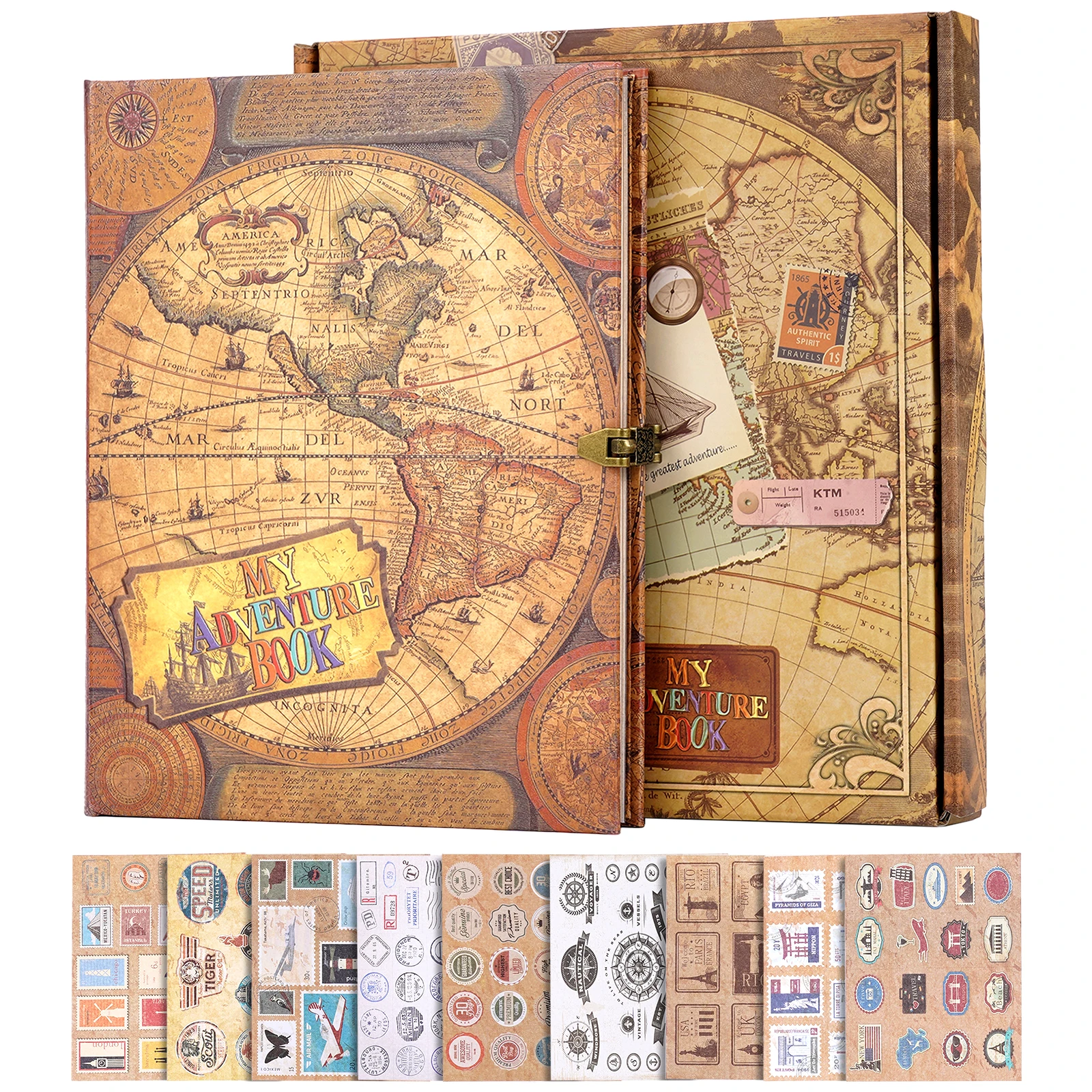 DIY photo album retro map theme retro kraft paper adventure photo album ...