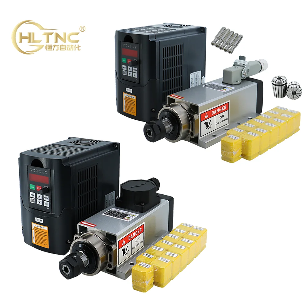 EU BR US 220V 110V 2.2kw ER20 Square Air Cooled Spindle Motor with HY ...