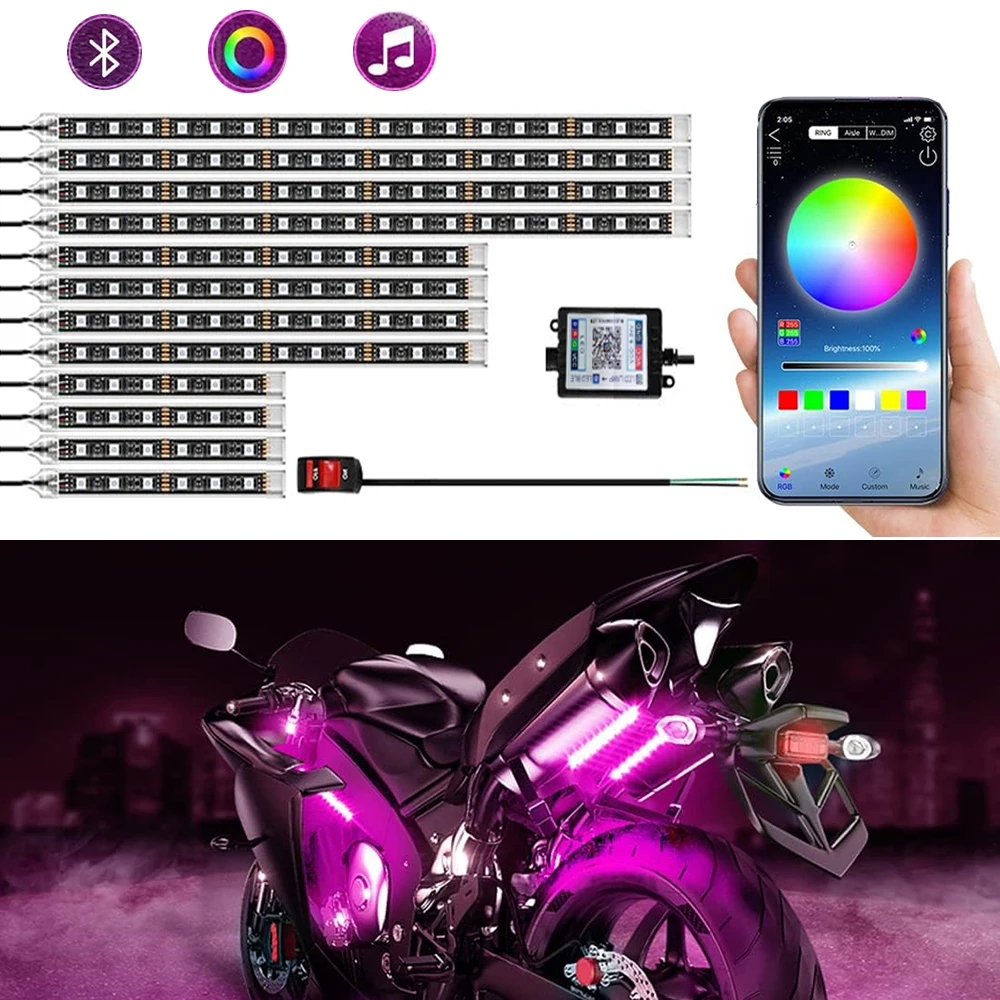12pcs-Motorcycle-underglow-LED-Light-Kit-RGB-Motorcycle-LED-Interior ...