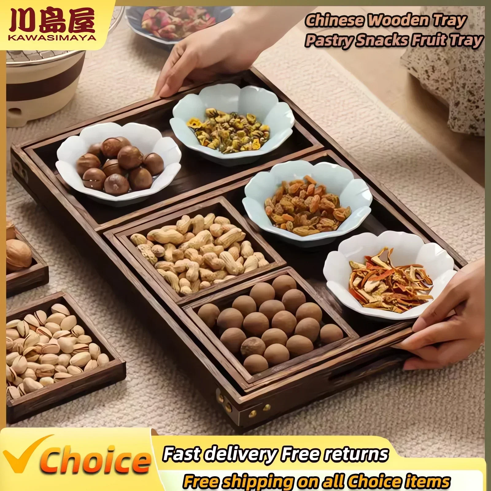 KAWASIMAYA-Chinese-Wooden-Tray-Around-The-Stove-Cooking-Tea-Snack-Plate ...