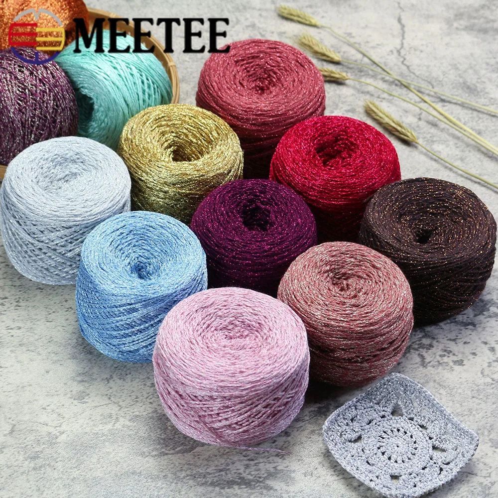 Meetee 100g/roll Gold Silver Yarn Bright Wire Crochet Metallized Thread ...