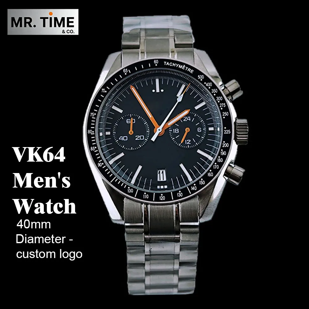 NEW 40mm Watch quartz speedometer bezel function men's stainless steel ...