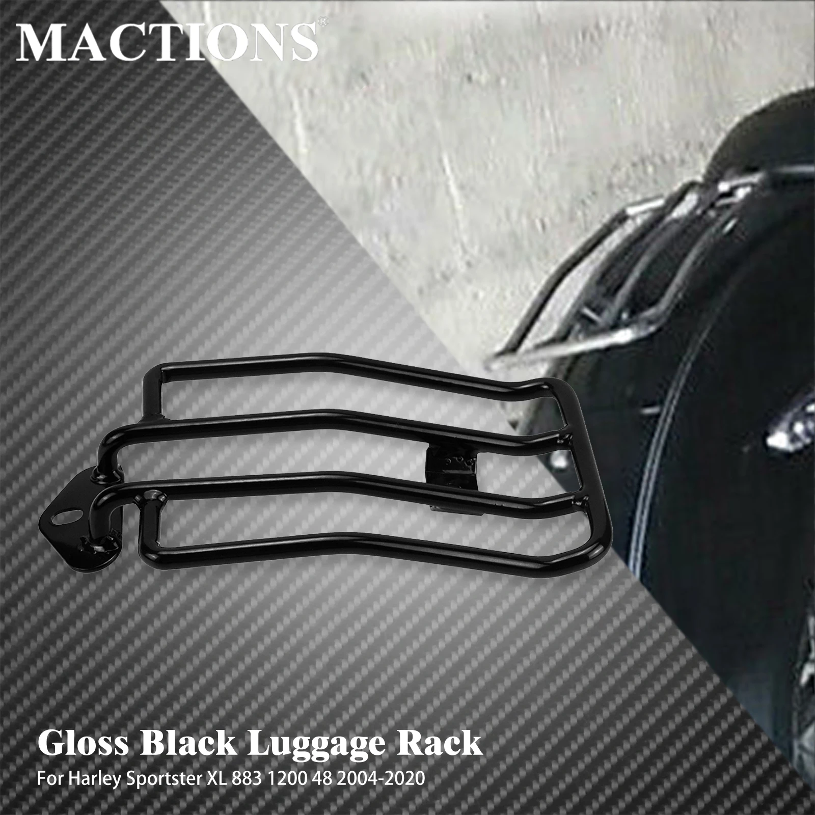 Motorcycle-Gloss-Black-Rear-Solo-Seat-Luggage-Rack-Support-Shelf-Metal ...