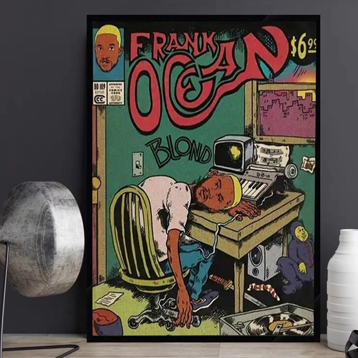 Abstract-Cartoon-Man-Creating-Album-Canvas-Prints-Nice-Music-Wall-Art ...