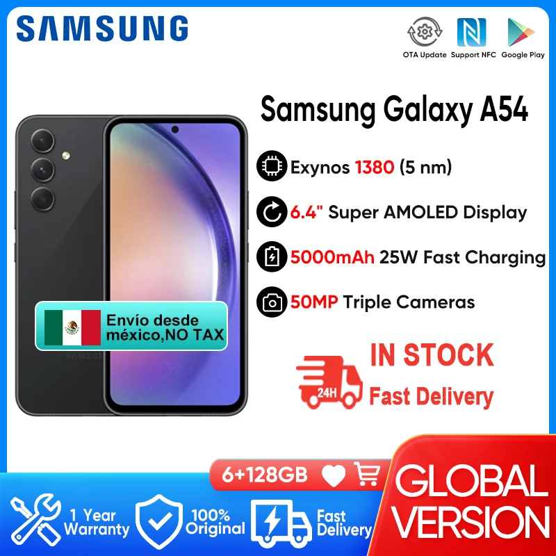 2023 New Samsung Galaxy A54 5G Smartphone Exynos 1380 6.4" 120Hz Super ...