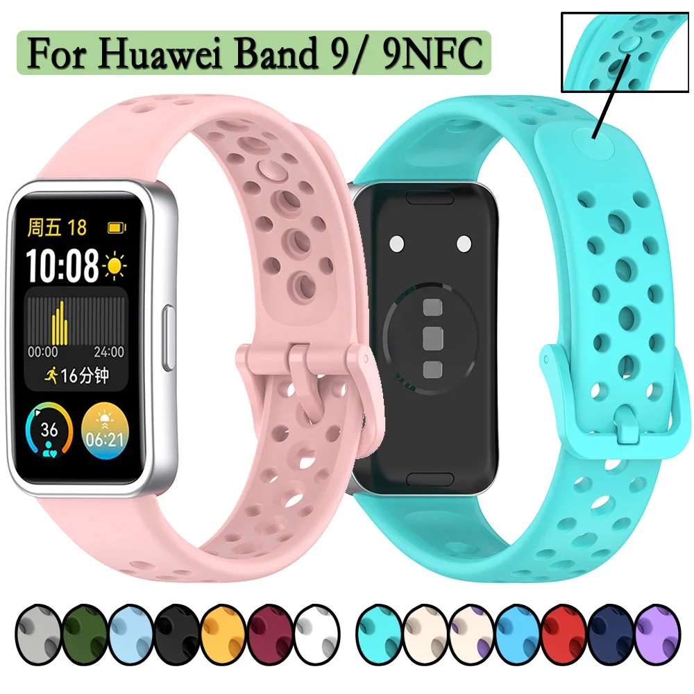 Strap-For-Huawei-Band-9-9NFC-Soft-Silicone-Bracelet-Sport-Wristband-Hidden-Buckle-Watchband-For ...