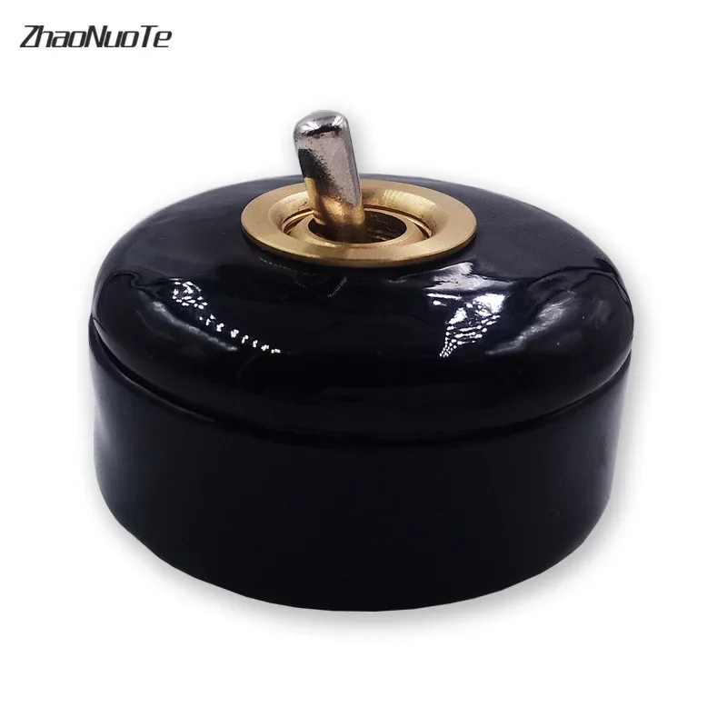 1-Way-2-Way-Wall-Retro-Ceramic-Toggle-Switch-Metal-Lever-Creative-Round ...