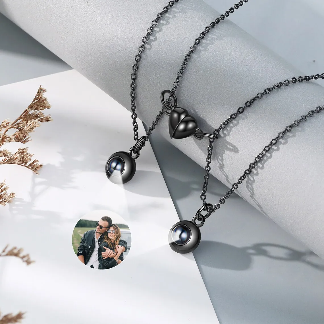Custom-Projection-Photo-Necklace-For-Couples-Stainless-Steel-Necklace ...