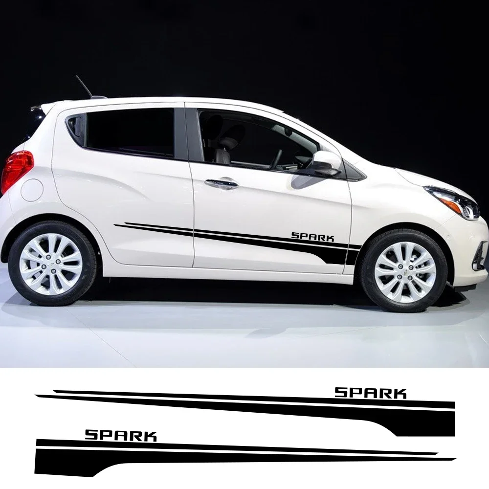2pcs-Car-Stickers-For-Chevrolet-Spark-Racing-Sport-Stripes-Auto-Door ...