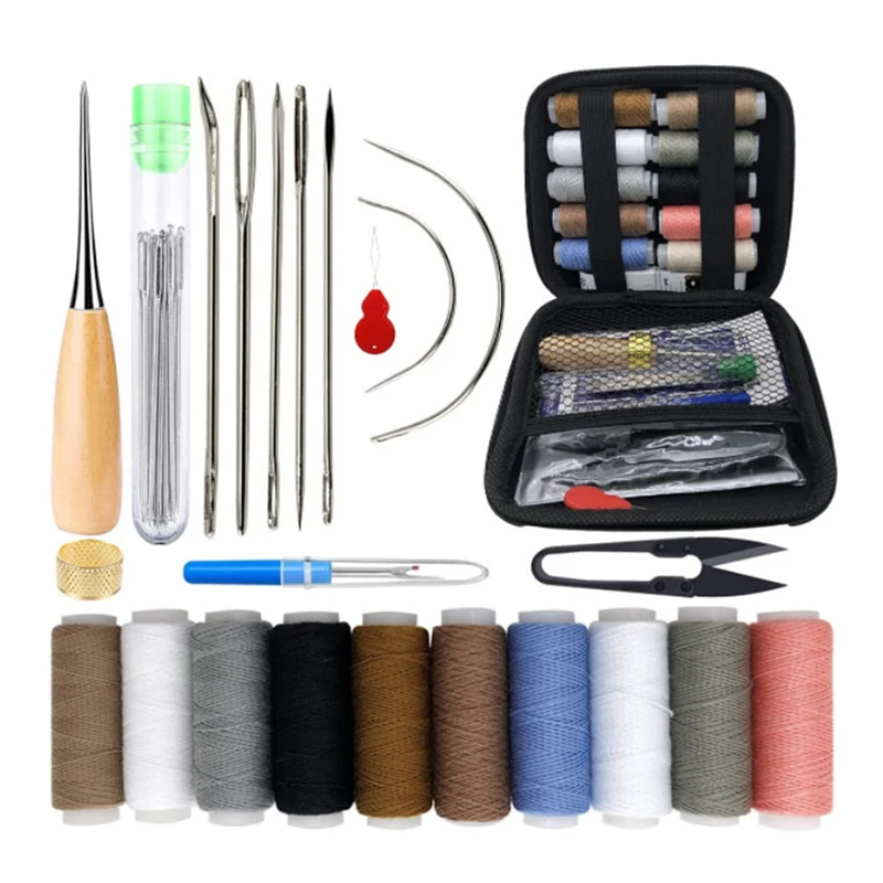 Leather-Craft-Sewing-Kit-Hand-Quilting-Needle-Waxed-Thread-Sewing-Awl ...