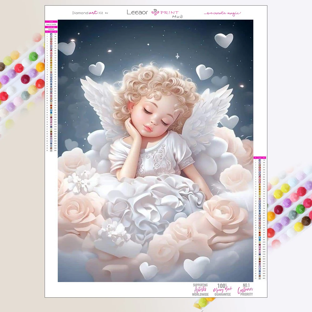 Cartoon White Angel Baby Diamond Painting Kit Rhinestone Cross Stitch ...
