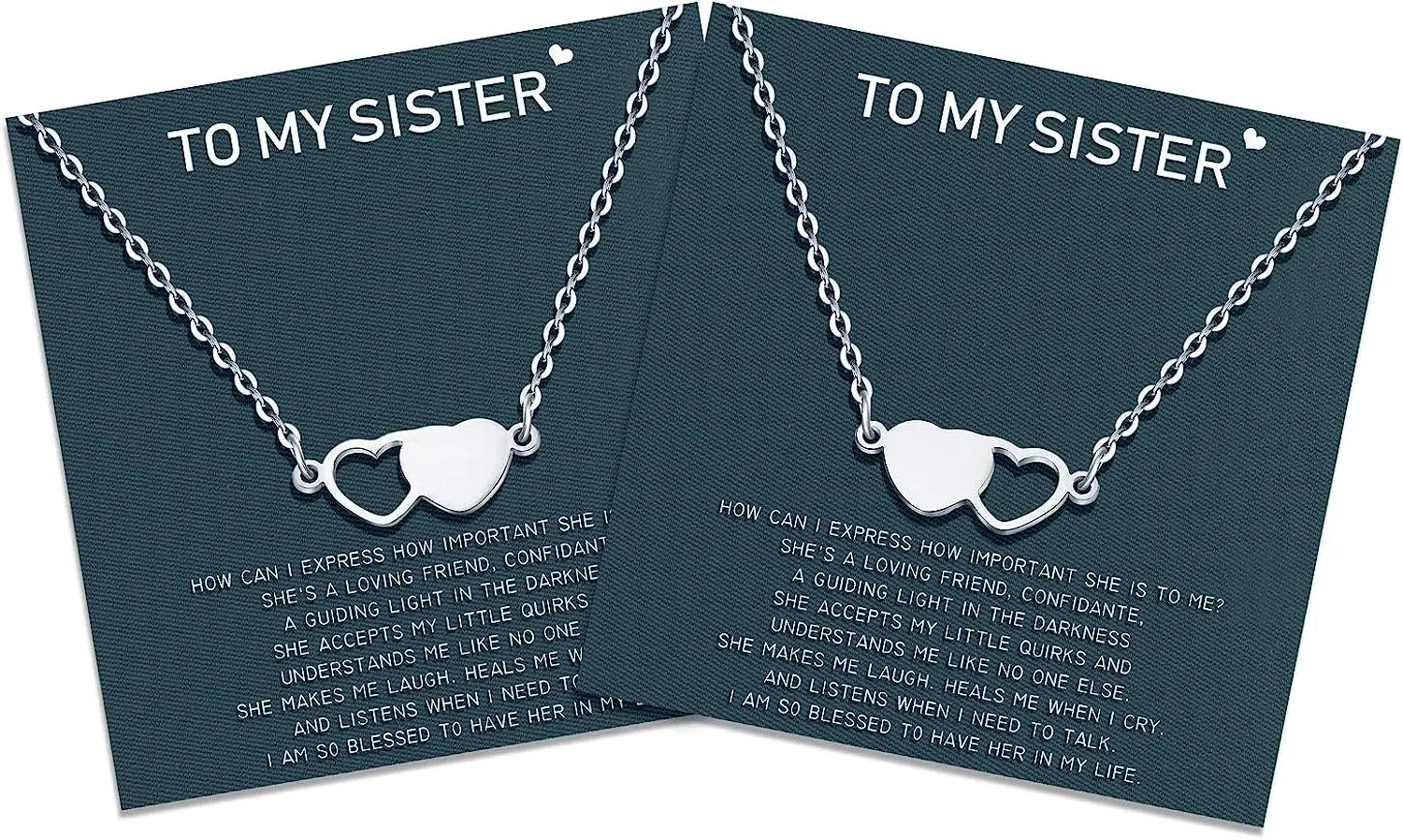 Sister-Necklace-for-2-3-4-Heart-Matching-Necklaces-with-Message-Card ...