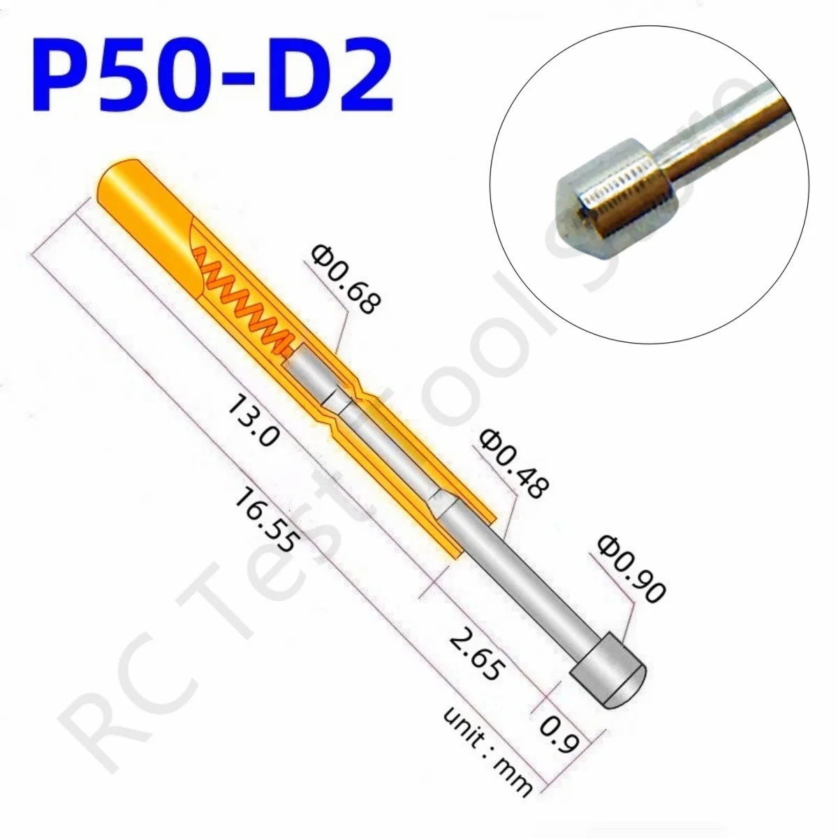 100PCS-P50-D2-Spring-Test-Probe-Test-Pin-Pogo-Pin-P50-D-Electric-ICT ...
