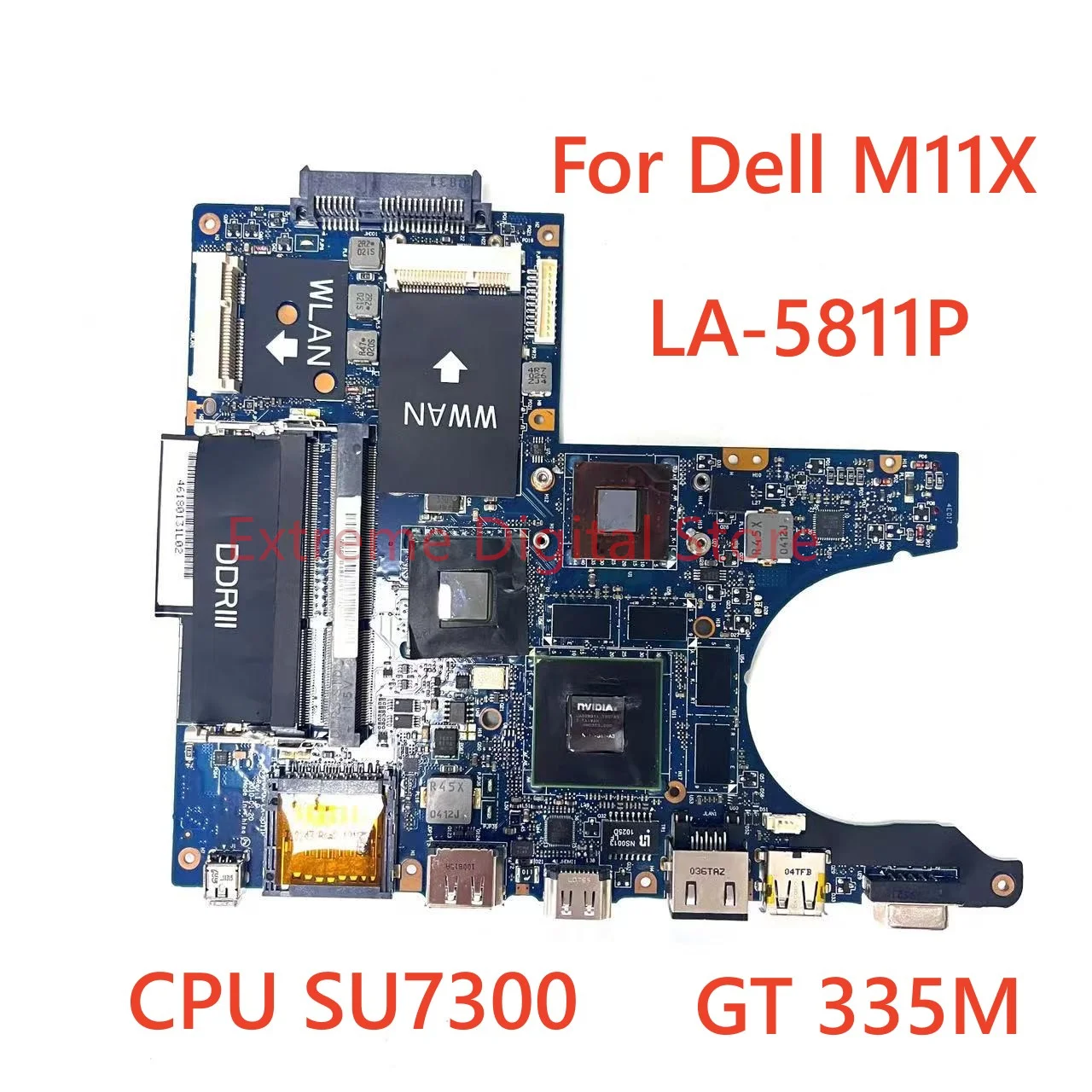 For-DELL-M11X-laptop-motherboard-LA-5811P-with-SU7300-CPU-GT-335M-DDR3 ...